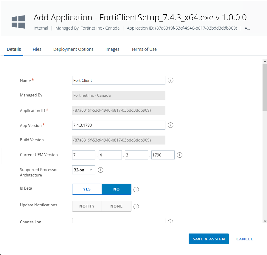 Deploying Forticlient Windows Using Workspace One Forticlient 7 4 0 Fortinet Document Library